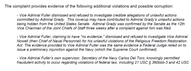 Senior Naval Officer submits official complaint against Naval Inspector ...