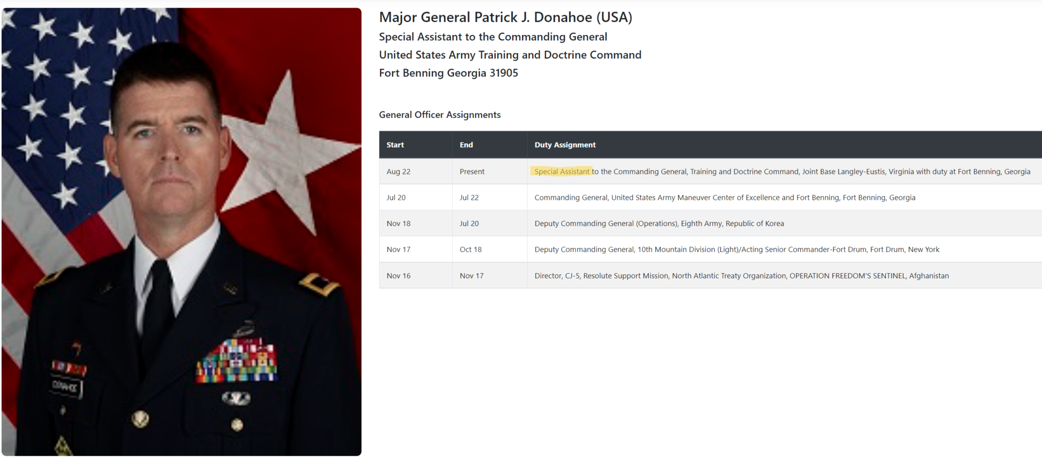 GEN Brito is now in command; it's time for MG Donahoe's pool side ...