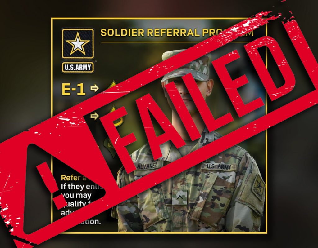 Soldier Referral Program fails to meet Army Recruiting expectations